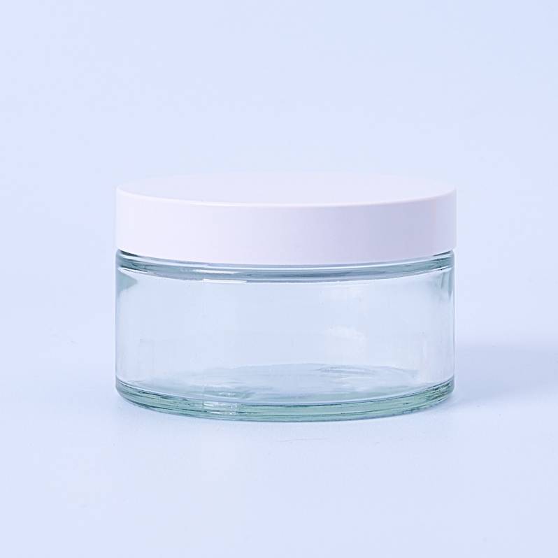 200ml Clear Glass Container White Lid Box of 6